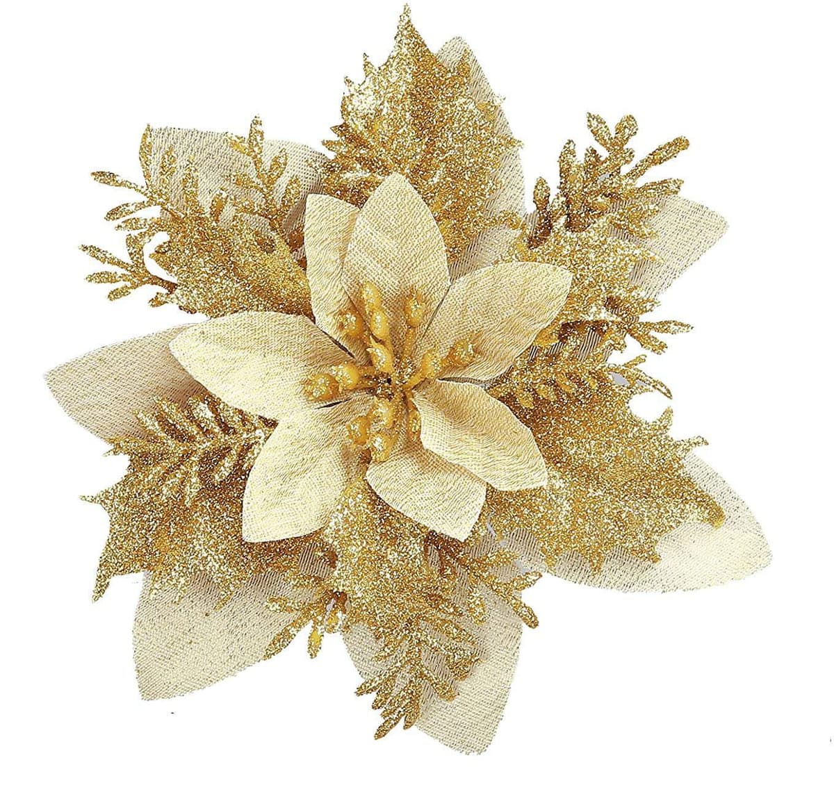 Konstgjorda julblommor guld 5-pack juldekoration - Elgiganten - Elgiganten