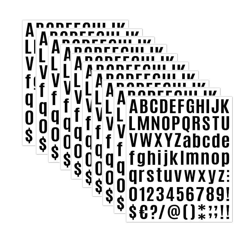 Klistermärken bokstäver och siffror Svart 12 ark 972 stickers ...