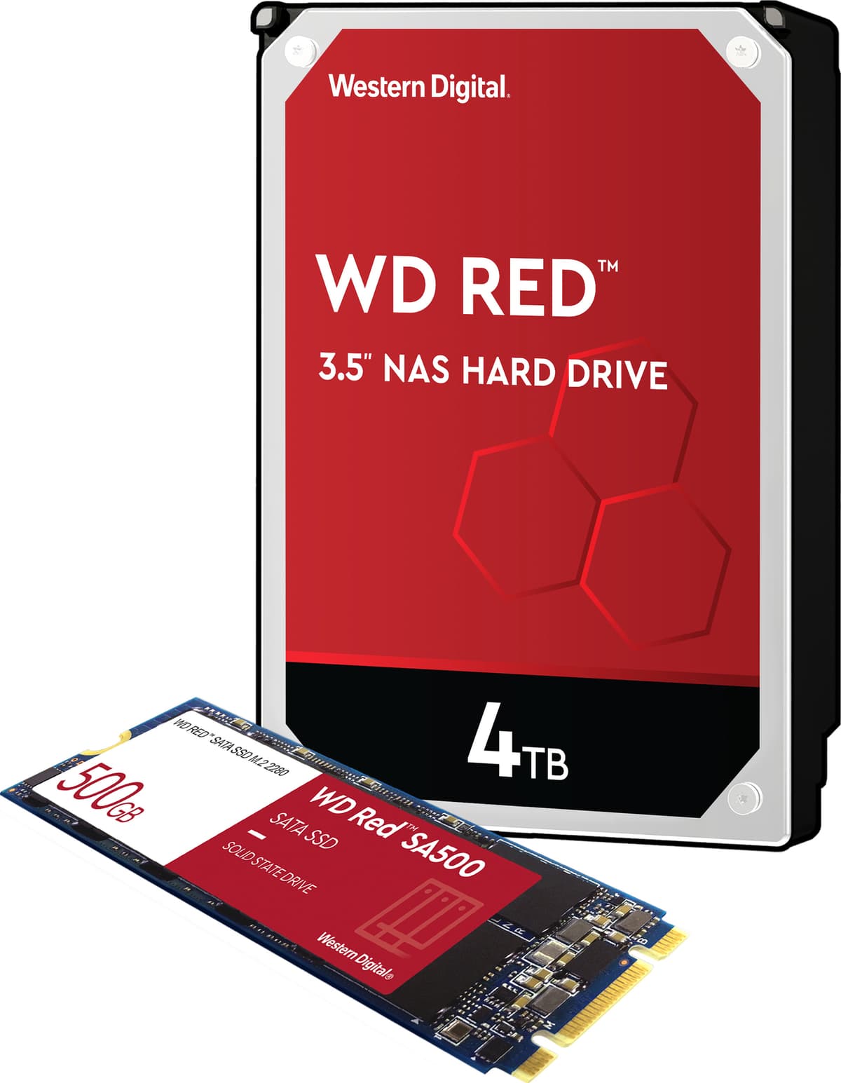 WD Red 3.5" 4 TB hard drive & WD Red SA500 500 GB M.2 SATA SSD-lagring - Elgiganten - Elgiganten