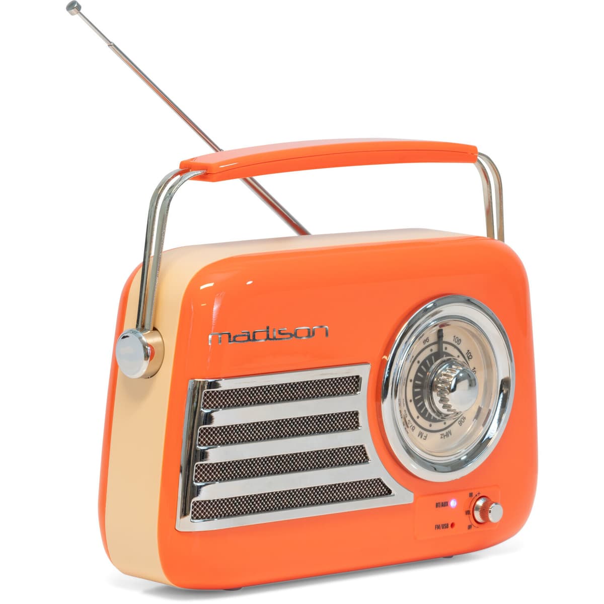 Madison Retro Radio med Bluetooth och FM (orange) - Elgiganten - Elgiganten