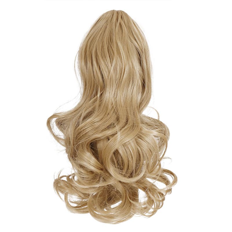 Gyllene kort lockigt hårförlängning med klipp i hästsvans - Elgiganten ...