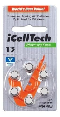 iCellTech 13 PR48 Zinc-Luft knappcellsbatteri 1,45V, 6-pack ...