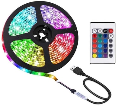 LED-strip, 1 Meter, RGB med fjärrkontroll, USB - Elgiganten