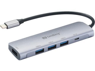 USB-C to 4 x USB 3.0 Hub SAVER, Silver - Elgiganten