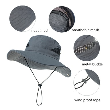 Fiskehatt med bred brätte Mörkgrå - Elgiganten