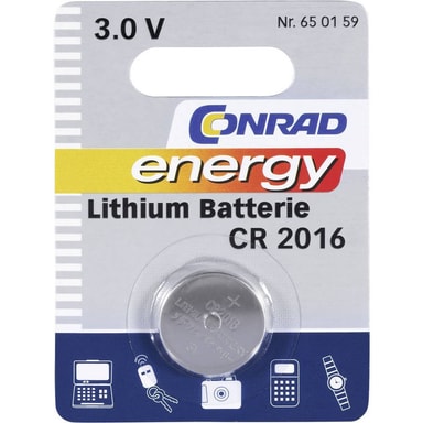 Conrad energy CR2016 Knappcell CR 2016 Litium 70 mAh 3 - Elgiganten