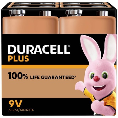 Duracell MN1604 Plus Batteri 9 V Alkaliskt 9 V 4 st - Elgiganten
