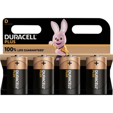 Duracell Plus-D K4 Batteri D (R20) Alkaliskt 1.5 V 4 st - Elgiganten