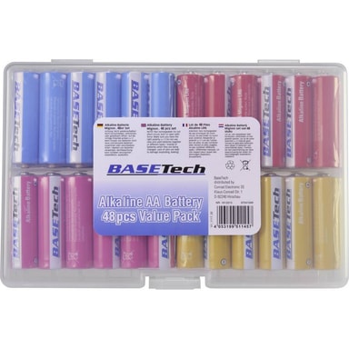 Batteri AA (R6) Alkaliskt Basetech 2650 mAh 1.5 V 48 st - Elgiganten ...