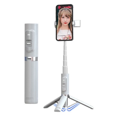 Allt-i-ett Selfie Stick-stativ med ljus Vit - Elgiganten - Elgiganten