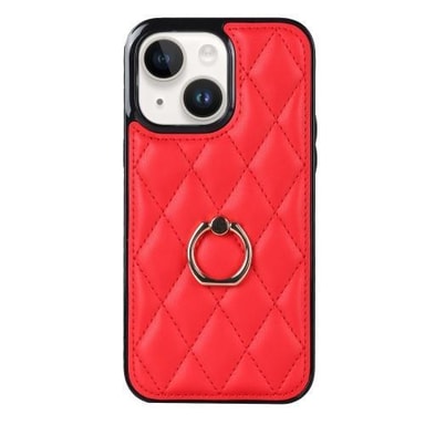 iPhone 14 Rhombus Grid Mönster Skal FingerRing - Röd - Elgiganten