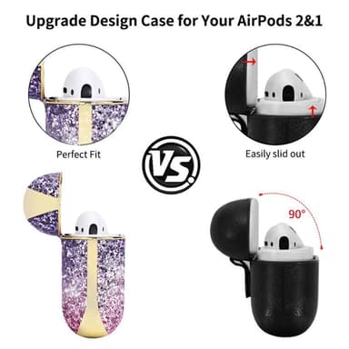 Skalo Airpods 1 2 Glitter Fodral Med Handrem Lila Elgiganten