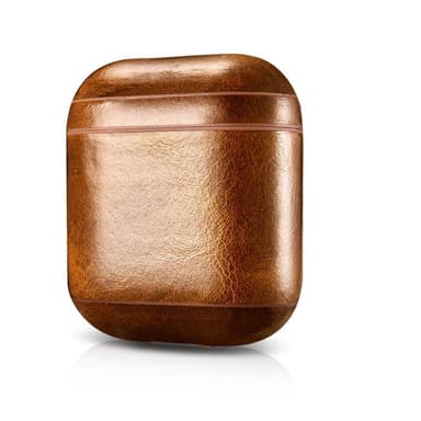 Skalo Airpods 1 2 Icarer Äkta Läder Fodral Brun Elgiganten
