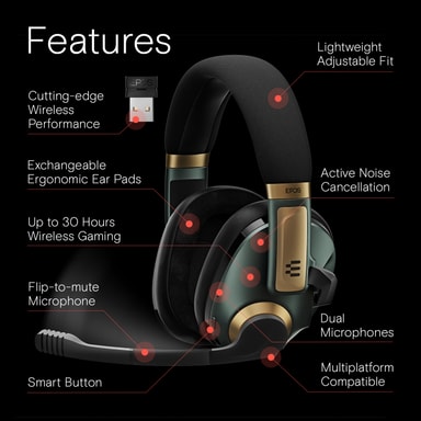 EPOS H3PRO HYBRID trådlöst gaming-headset (grönt) - Elgiganten