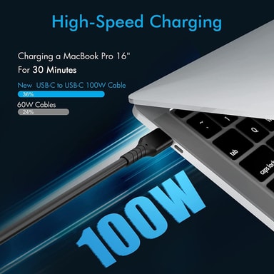 NÖRDIC 1m USB3.2 Gen2 SuperSpeed USB 10Gbps USB-C till C Nylonflätad ...