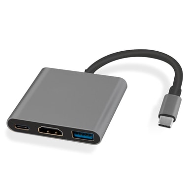 NÖRDIC 1 till 3 Dockningstation USBC till HDMI 4K 30Hz USB C Power ...
