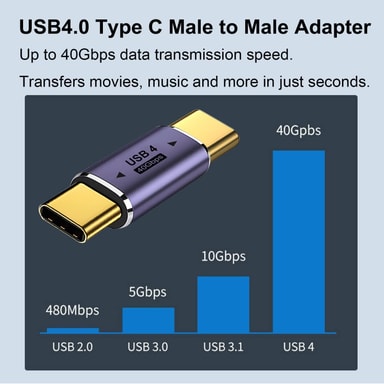 NÖRDIC USB4 adapter hane till hane 40G 8K60Hz PD100W - Elgiganten