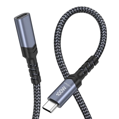 NÖRDIC 50cm USB3.2 Gen2 SuperSpeed USB 10Gbps USB-C till C nylonflätad ...