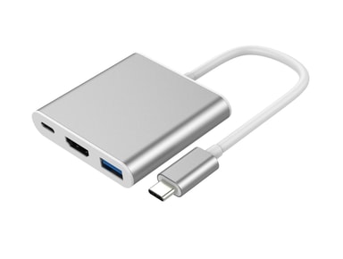 NÖRDIC 1 till 3 Dockningstation USBC till HDMI 4K 30Hz USB C Power ...