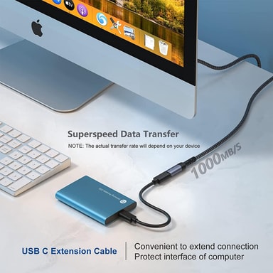 NÖRDIC 50cm USB3.2 Gen2 SuperSpeed USB 10Gbps USB-C till C nylonflätad ...