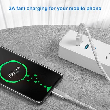 NÖRDIC 15cm USB3.2 Gen1 USB-C till A nylonflätad kabel snabbladdning 3A ...