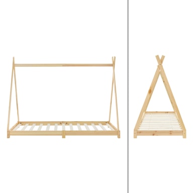 ML Design cot tipi 90 x 200 cm med slatt ram, natur, indisk säng gjord ...