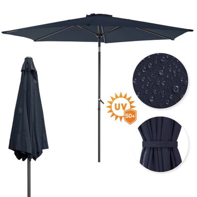 Parasol med vev Ø 300 cm Marinblå Polyester - Elgiganten