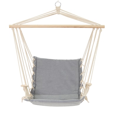 Hängande stol med armstöd och ram 210 cm Grå bomull och trä - Elgiganten