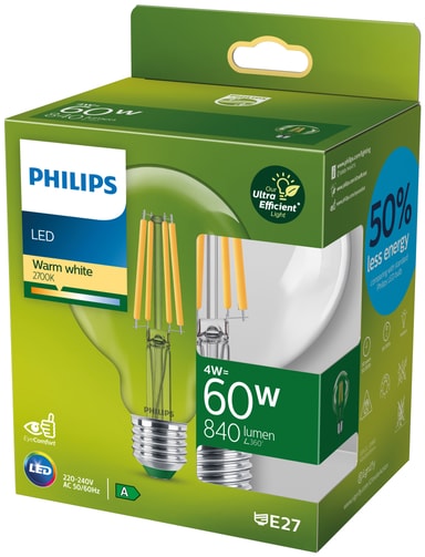 Philips Classic LED glödlampa 4W G95 E27 - Elgiganten