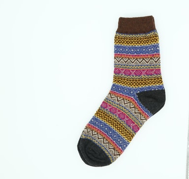 5 par stickade strumpor i fina färger och mönster Flerfärgad L Rand ...