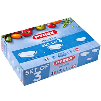 Pyrex Rekt. Glasform - 3,8L 2,9L 1,4L 3set - Elgiganten
