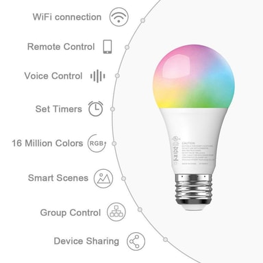 INF Wifi Smart LED lampa RGB Multicolor dimbar 7.5W E27 Vit - Elgiganten