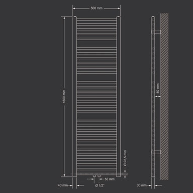 Handduk med vägganslutningsuppsättning inkl. Termostat ECD Germany ...