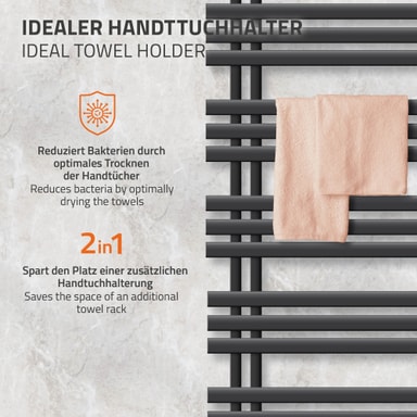 ECD Germany Design Handduk Iron EM - 500 x 1400 mm - antracit ...