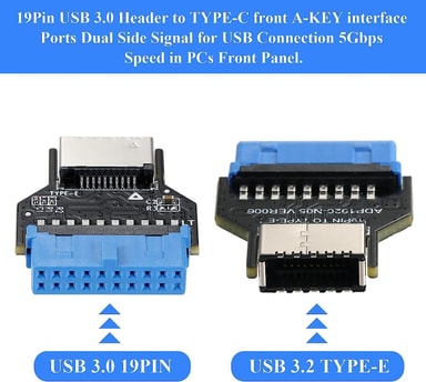 NÖRDIC USB 3.0 19 pin header till USB Type-E adapter - Elgiganten ...