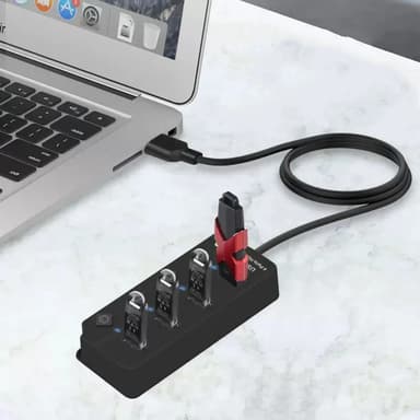 USB-splitter USB 3.0-hub 5Gbps 4-portars individuella LED på/av-brytar ...