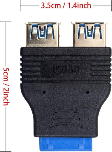 NÖRDIC USB 3.0 20 pin header till 2xUSB-A 3.0 adapter - Elgiganten