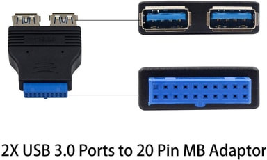 NÖRDIC USB 3.0 20 pin header till 2xUSB-A 3.0 adapter - Elgiganten