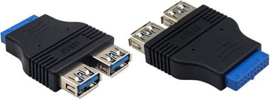 NÖRDIC USB 3.0 20 pin header till 2xUSB-A 3.0 adapter - Elgiganten