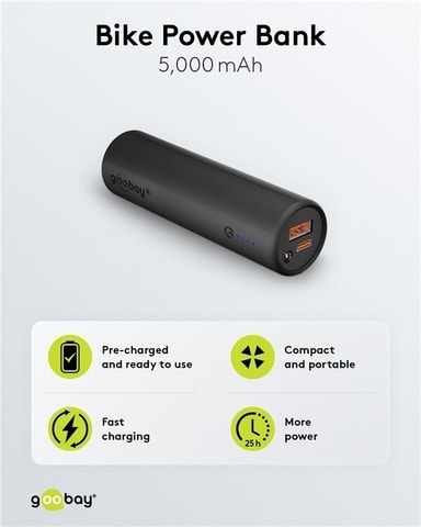 Goobay Bike powerbank 5.0 (5 000 mAh) liten, tunn och praktisk ...
