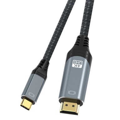 NÖRDIC 3m USBC till HDMI 4K 60Hz nylonflätad kabel space grey stöd för ...