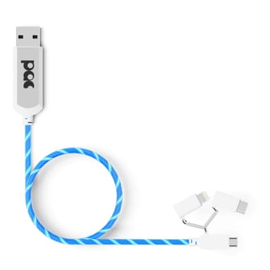 PAC Laddkabel 3in1 Lightning USB-C Micro-USB 1m Blå LED Belyst Kabel ... PAC Laddkabel 3in1 Lightning USB-C Micro-USB 1m Blå LED Belyst Kabel ...