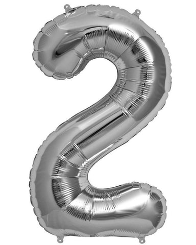 Sifferballong Siffran 2, Silver Metallic, 100cm hög - Elgiganten