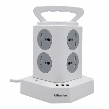 Smart grenuttag med USB-laddare 8 vägguttag 3 USB-portar Vit - Elgiganten