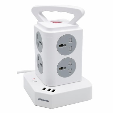 Smart grenuttag med USB-laddare 8 vägguttag 3 USB-portar Vit - Elgiganten