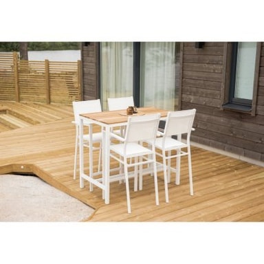Utebord / barbord brasilia 120x69 cm - vit / teak - Elgiganten