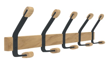 Knaggrekke i bøk - 5 knagger - svart - Elgiganten