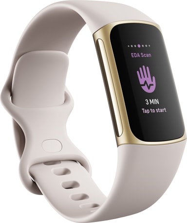 Fitbit Charge 5 aktivitetsarmband (lunar white/soft gold) - Elgiganten