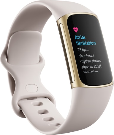 Fitbit Charge 5 aktivitetsarmband (lunar white/soft gold) - Elgiganten