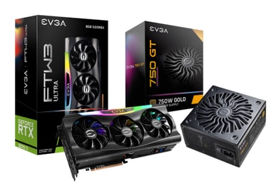 EVGA GeForce RTX 3070 Ti FTW3 ULTRA GAMING + PSU EVGA GT 750W 80+ Gold ...